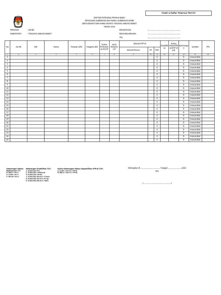 Form Pemilih Baru | PDF