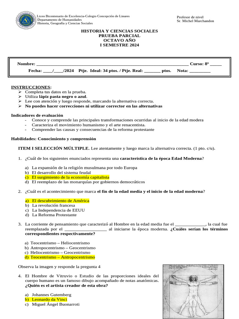 Prueba Inicio Edad Moderna | PDF