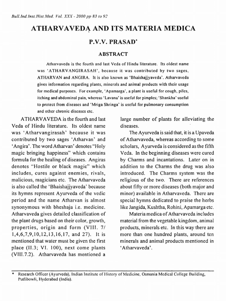 Atharvanaveda Materia Medica | PDF