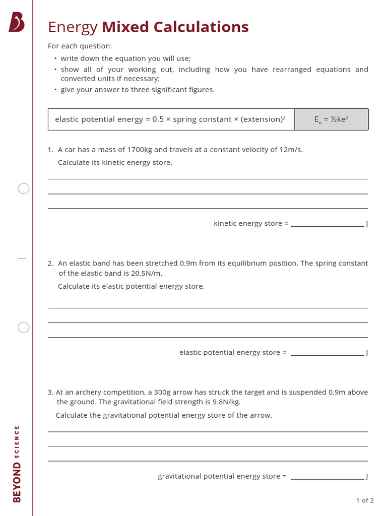 Energy Calculations | PDF
