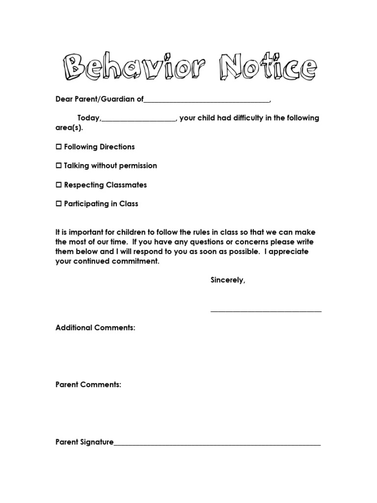 Behavior Notice | PDF
