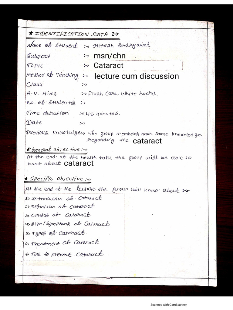 Health Talk On Cataract | PDF