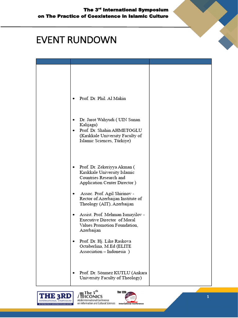 Event Rundown and Parallel Session | PDF