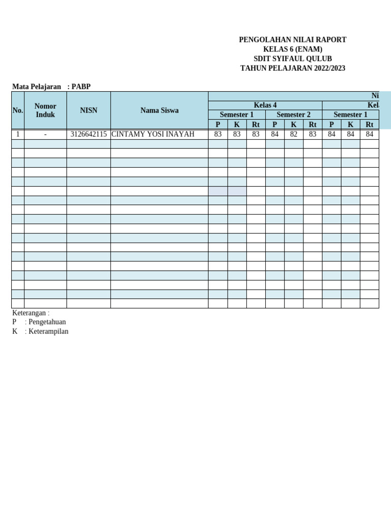 Pengolahan Nilai Raport | PDF