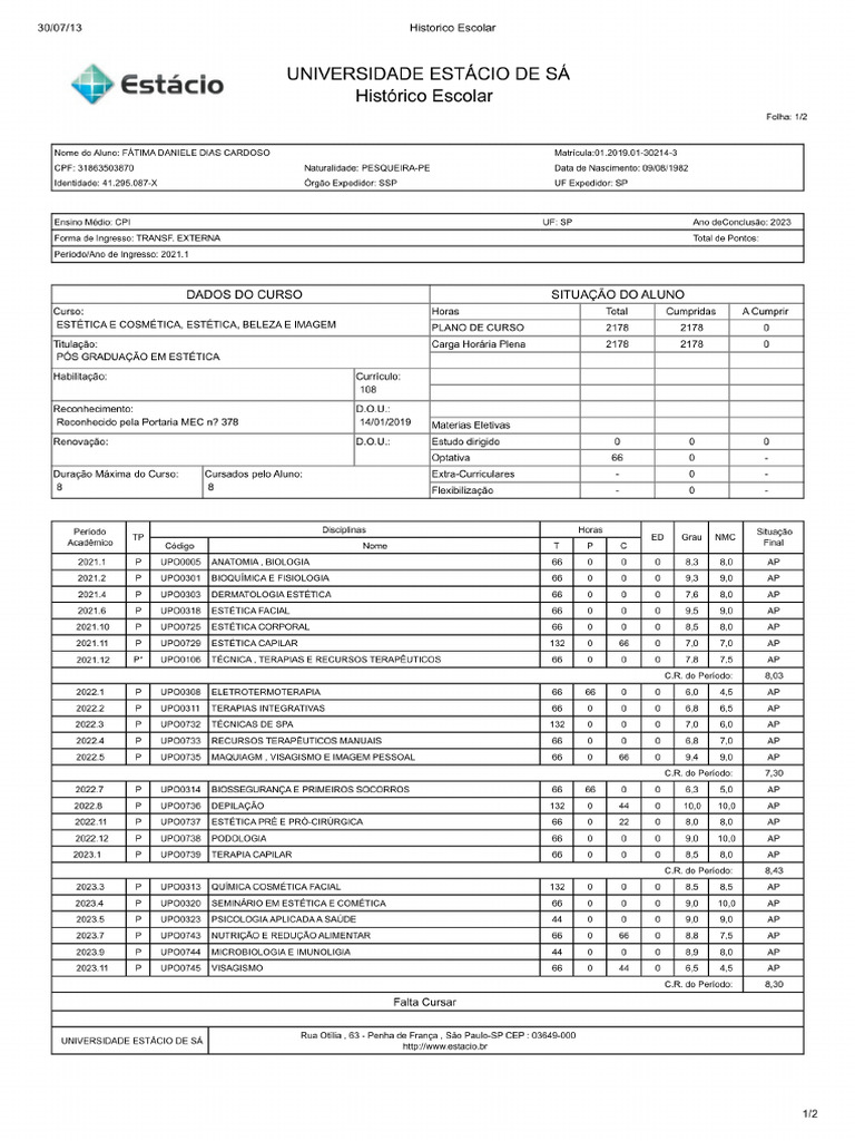 01-Histórico (Escolar Estacio) | PDF