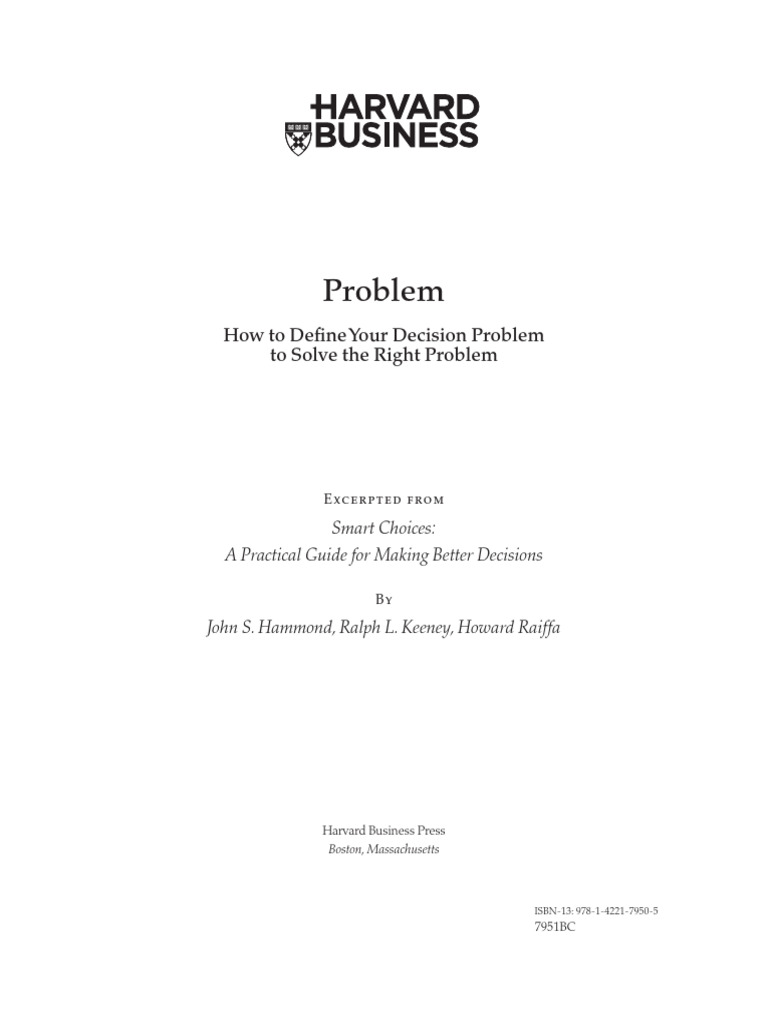 Problem How Define Your Decision Problem To Solve The Right Problem | PDF