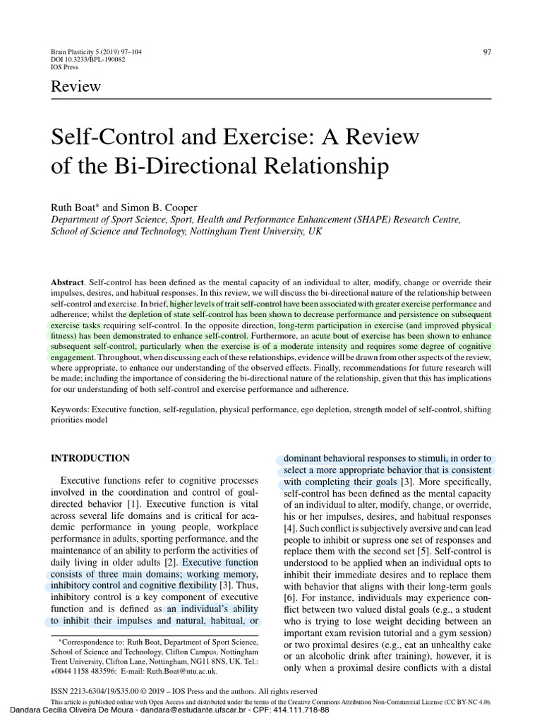 Self Control - Exercise | PDF