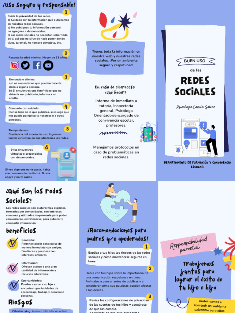 Tríptico Buen Uso de Redes Sociales en Establecimiento Educacional | PDF | Servicio de redes ...