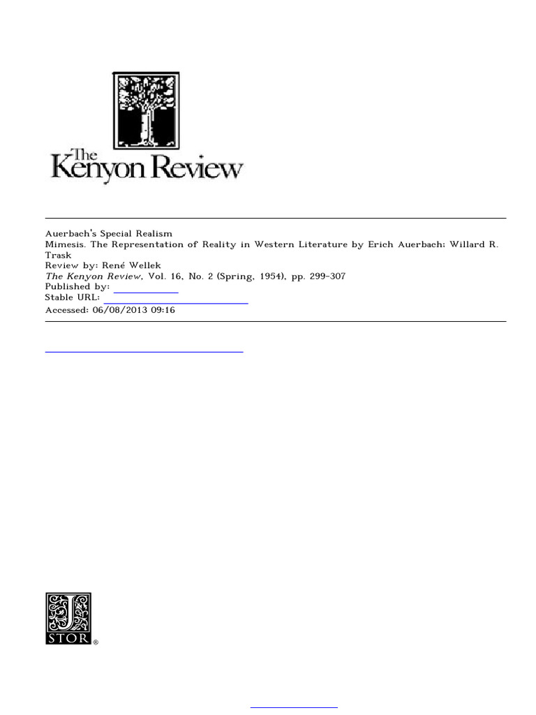 WELLEK, René. Auerbach's Special Realism | PDF