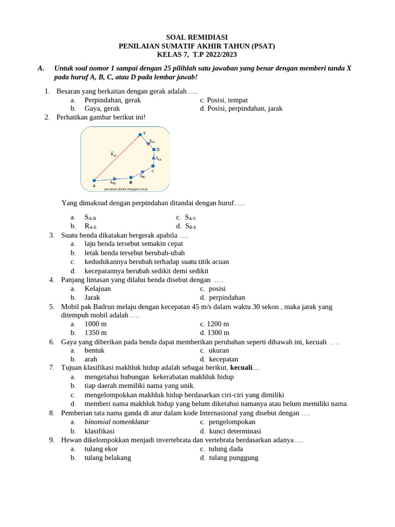 5.1. Soal IPA - PSAT Utama - Kelas 7 - 2022-2023 | PDF