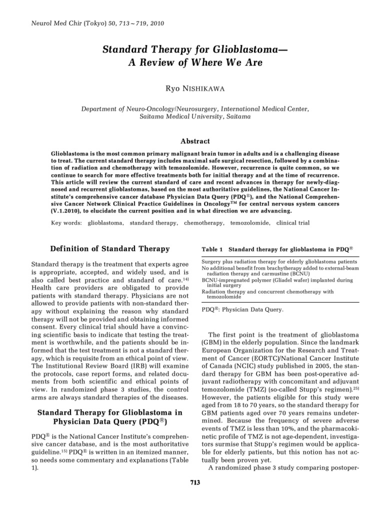 ChemoTherapy GBM Review | PDF