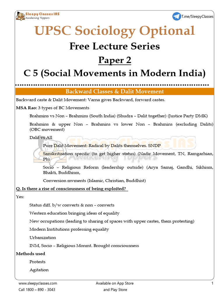 Paper 2 C 5 - Backward Classes & Dalit Movement | PDF