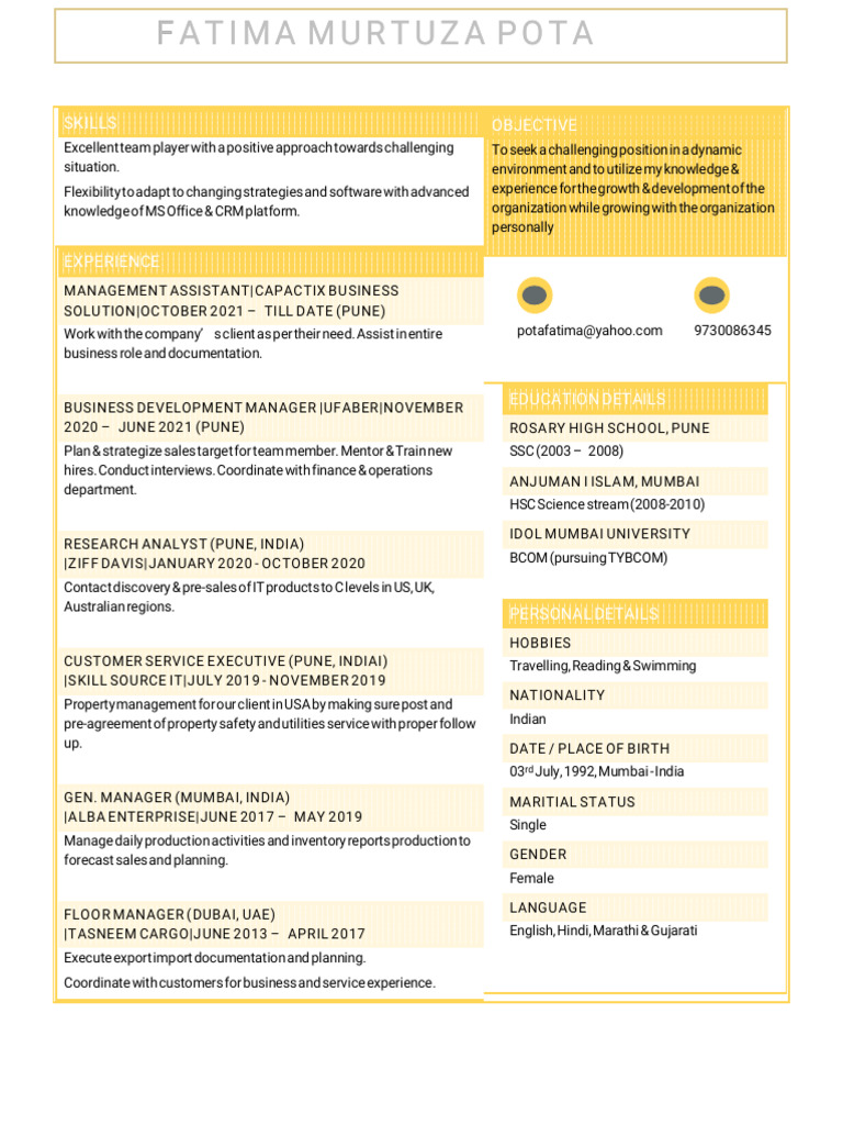 Fatima Updated CV | PDF