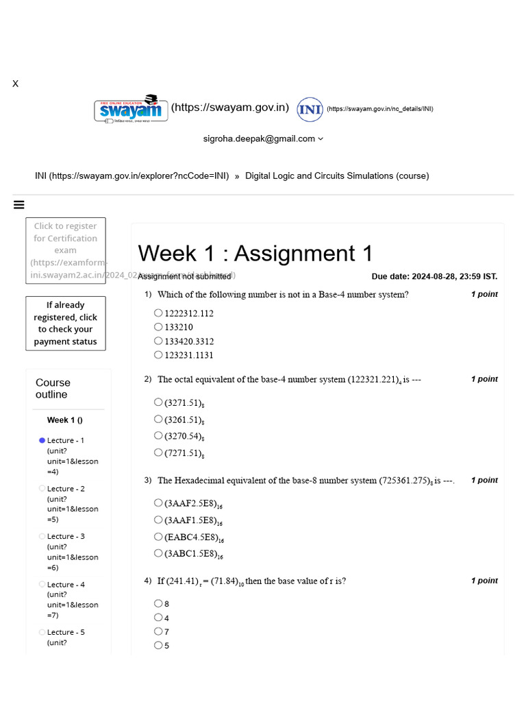 Digital Logic and Circuits Simulations - Unit 1 - Week 1 | PDF | Theory ...