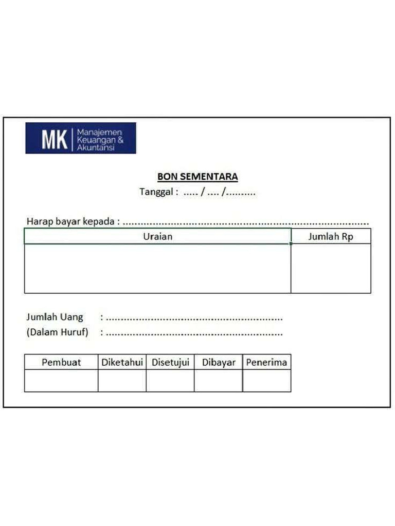 Contoh Formulir Pengajuan Kas Bon | PDF