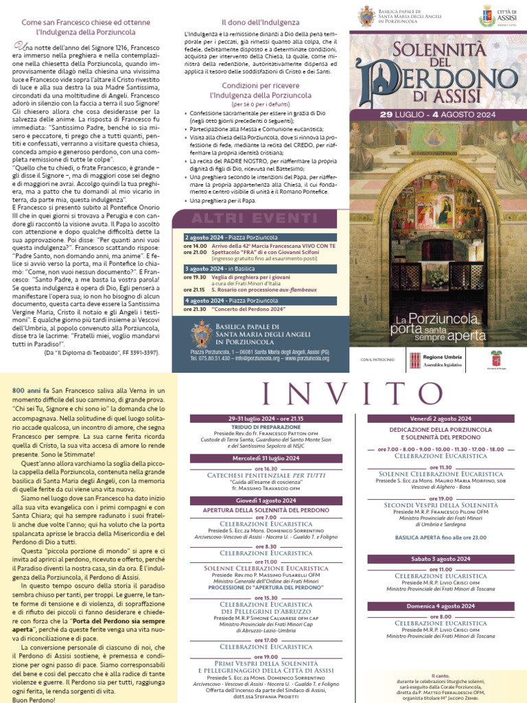 Programma Solennita Perdono 2024 | PDF