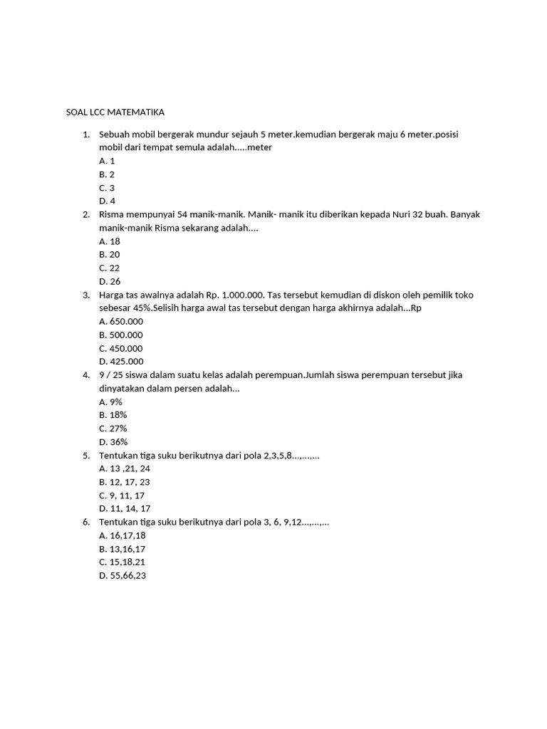 Soal LCC Matematika | PDF