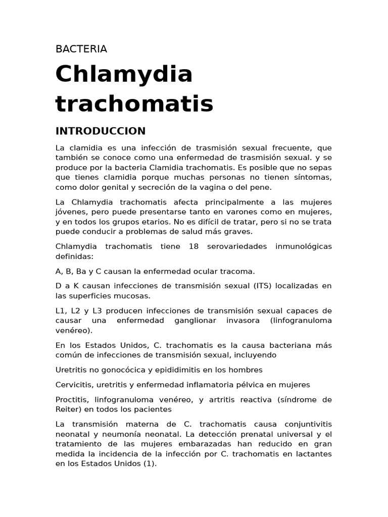 Chlamydia Trachomatis: Bacteria | PDF