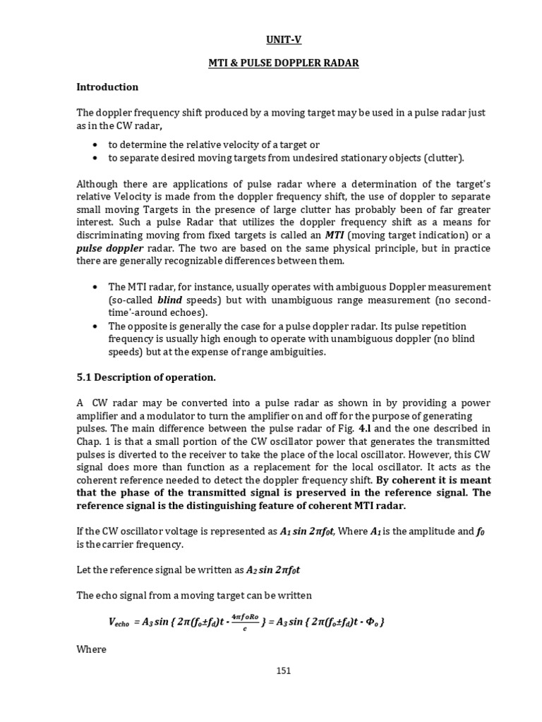 Radar System Unit 5 | PDF