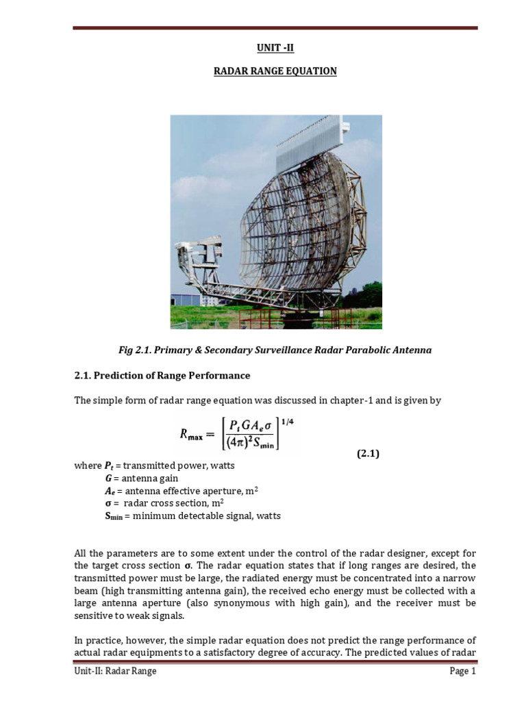 Radar System Unit 2 | PDF