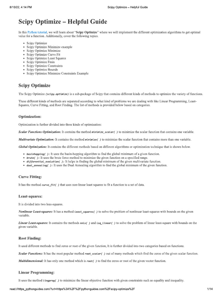 Scipy Opt | PDF