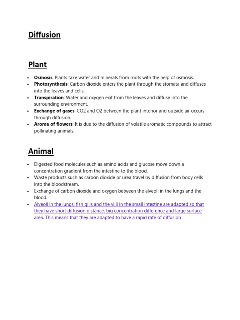 Diffusion Osmosis and Active Transport Examples in Plants and Animals | PDF