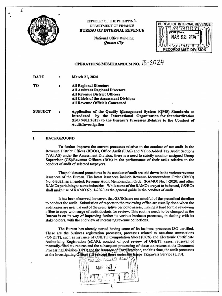 OM No. 15-2024 | PDF