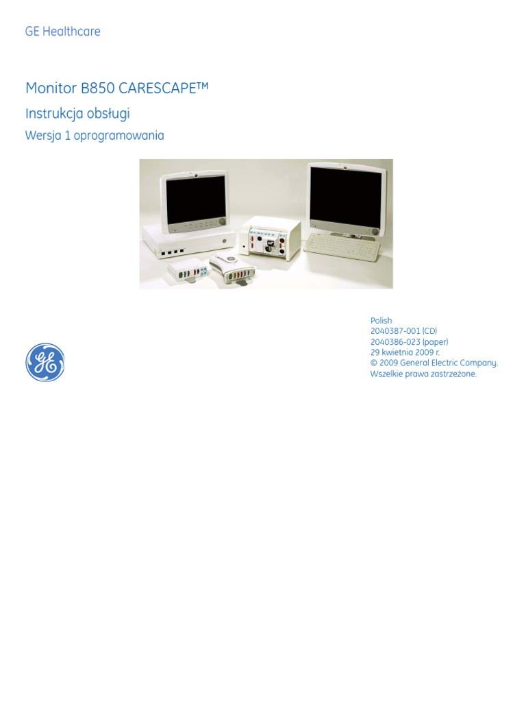 Kardiomonitor GE B850 | PDF