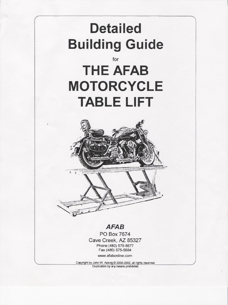 Inne AFAB - Motorcycle - Table - Lift - Plans | PDF
