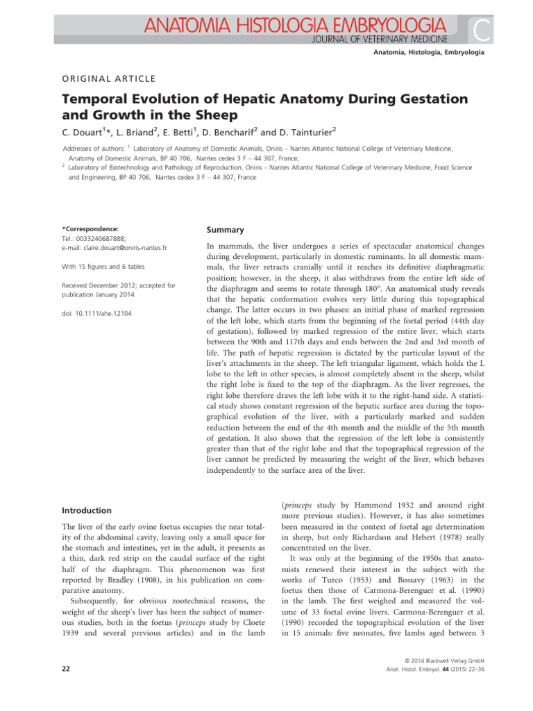 Anat Histol Embryol - 2014 - Douart - Temporal Evolution of Hepatic ...