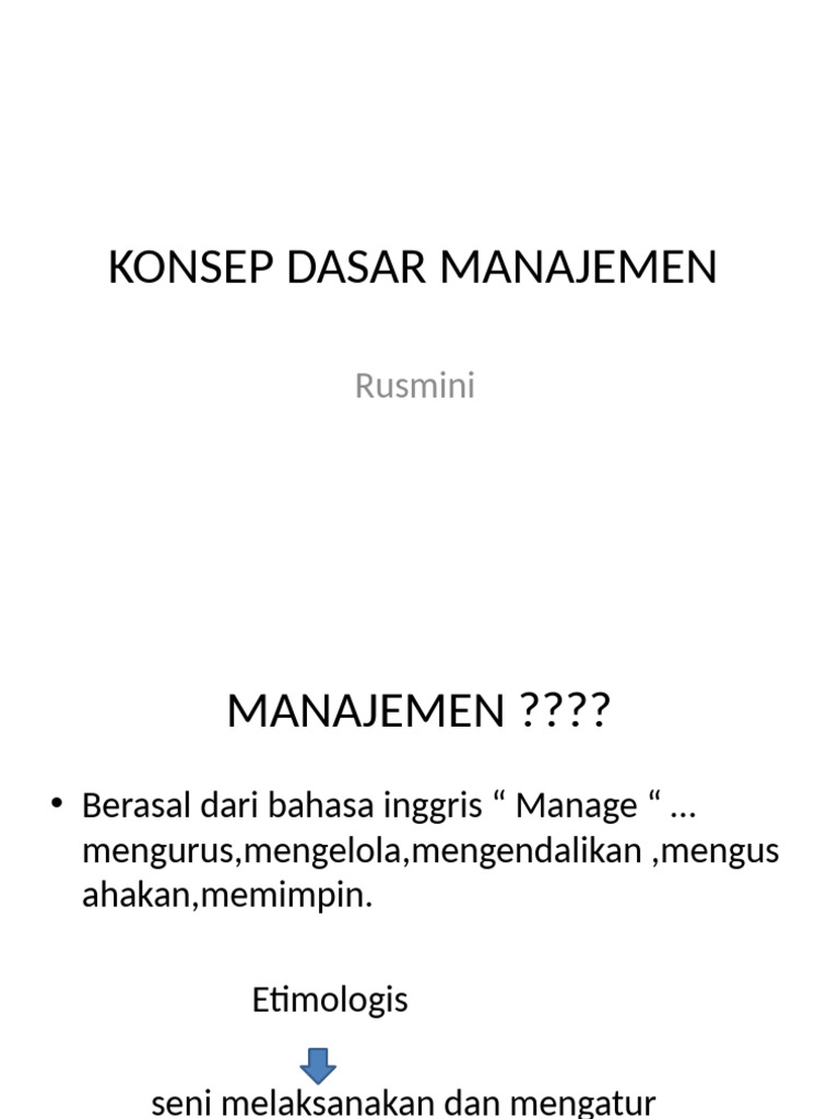 Konsep Dasar Manajemen | PDF