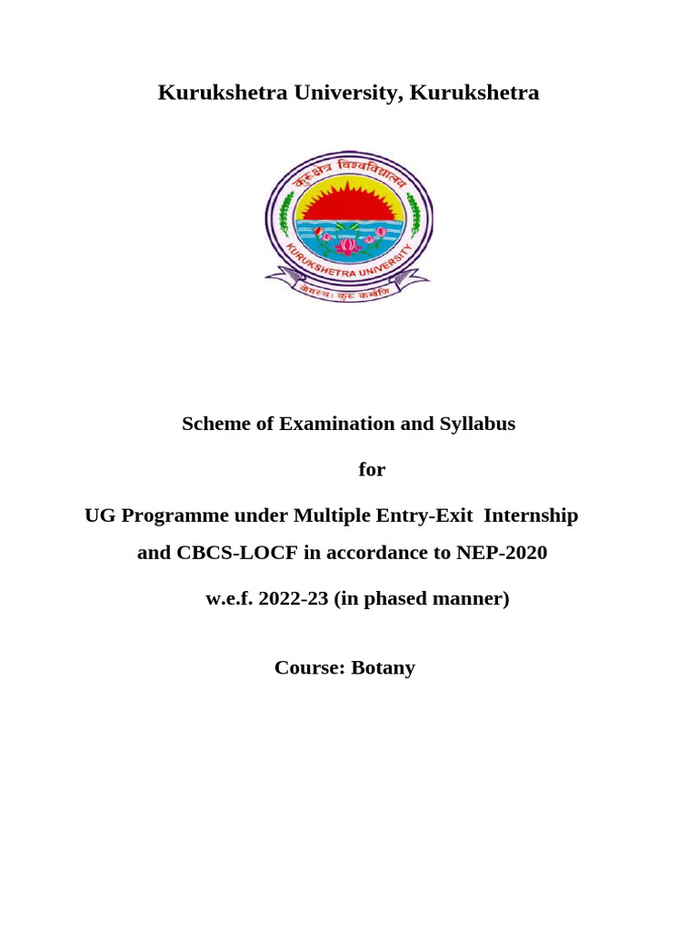 NEP 2020 B - SC - Botany Syllabus 2 | PDF