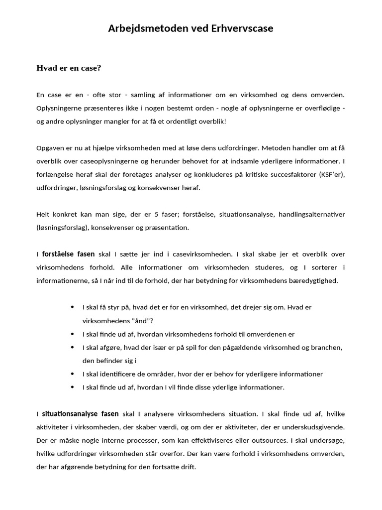 Notat Erhvervscase | PDF