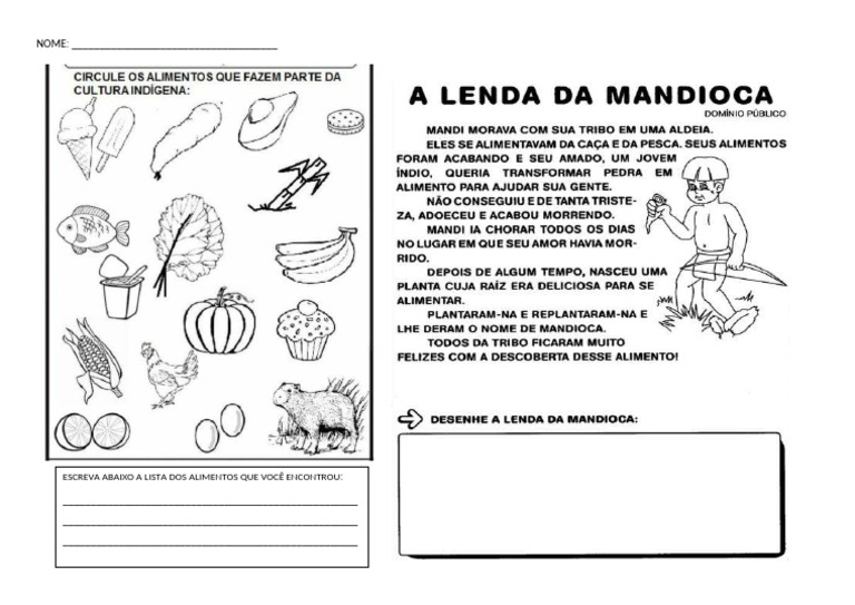 Atividade Lenda Da Mandioca | PDF