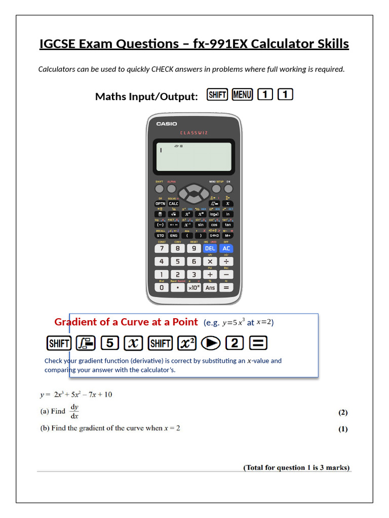 Calculator Skills 991EX | PDF