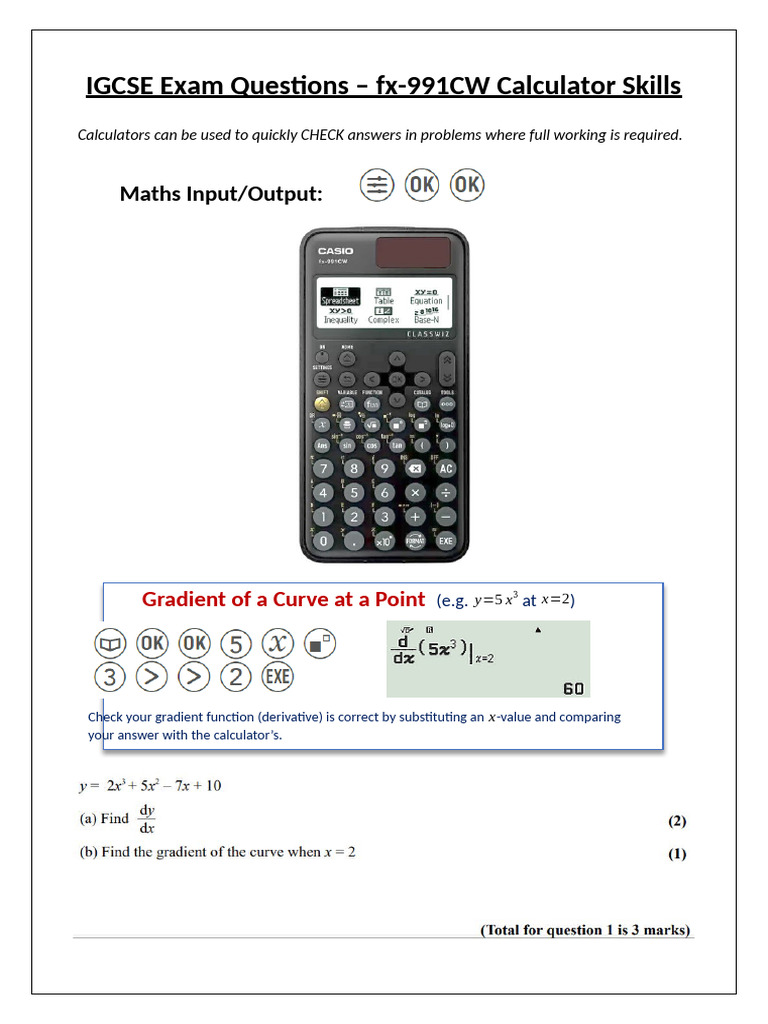 Calculator Skills 991CW | PDF