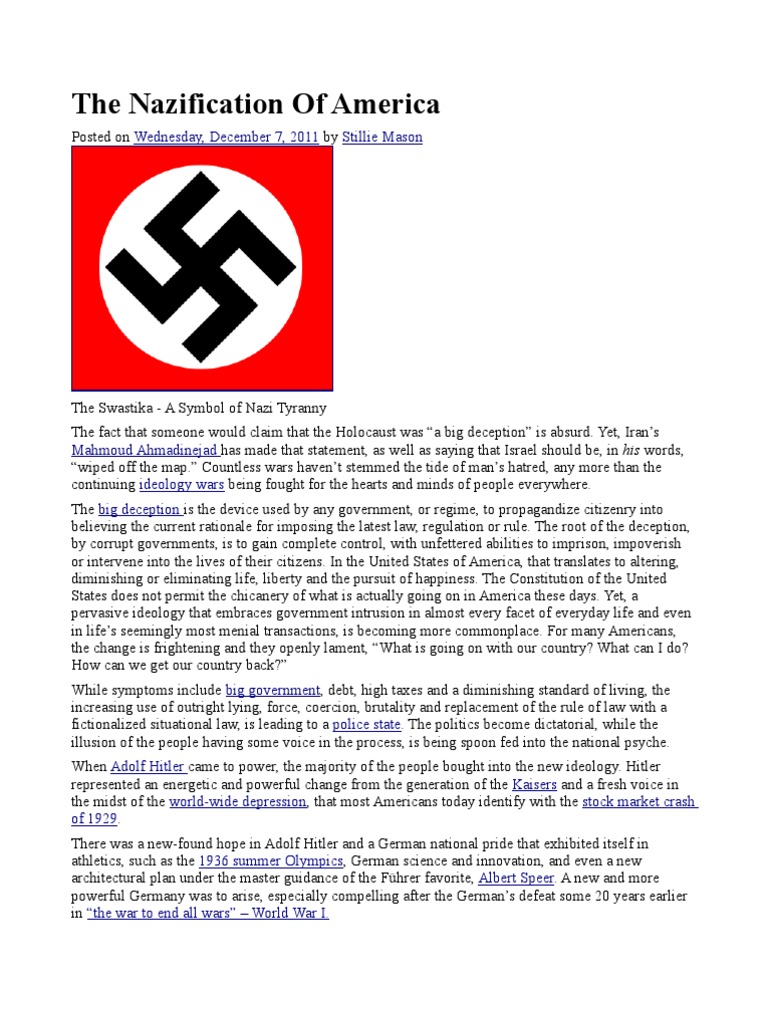 The Nazification of America | Download Free PDF | Transportation ...
