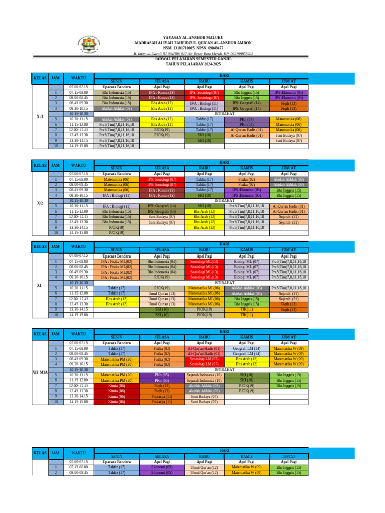 Jadwal Simpatika 2024-1 | PDF