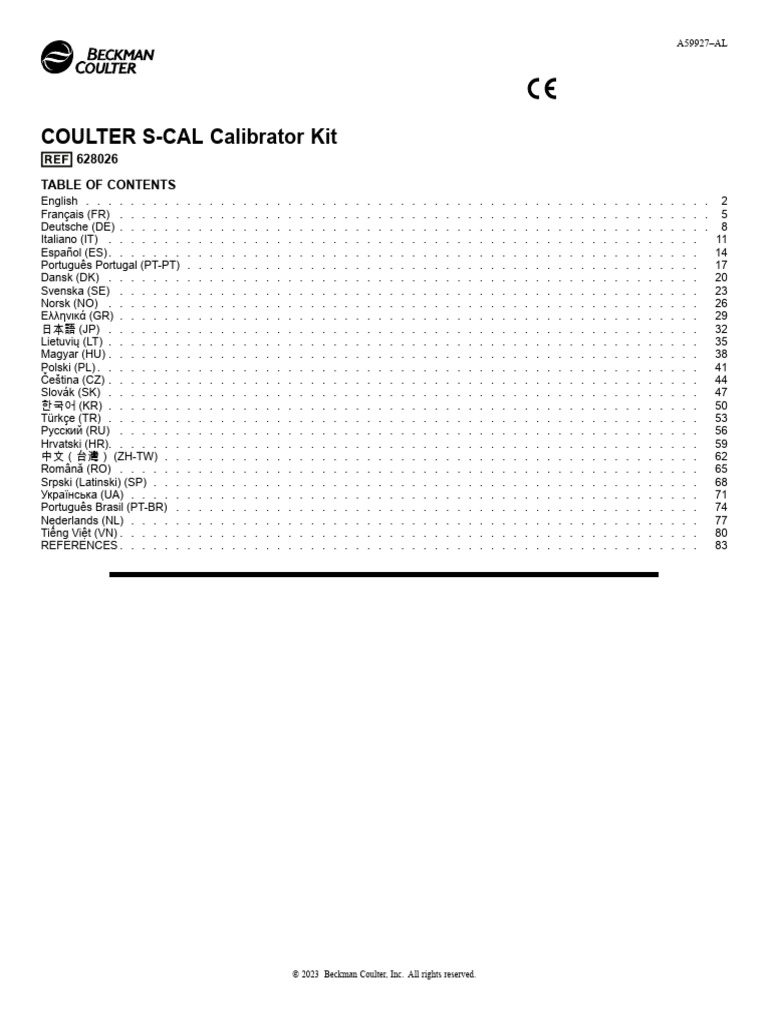 Coulter S-Cal Calibrator Kit | PDF
