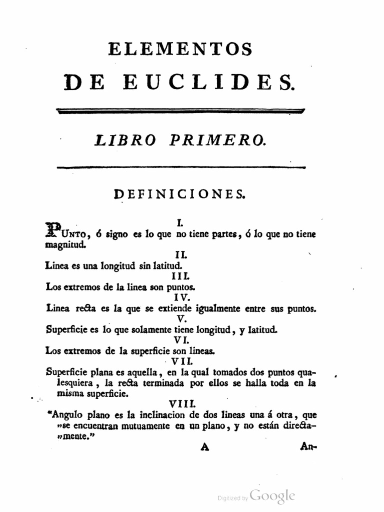 Los Elementos - Euclides - Libros 1 - Definiciones | PDF