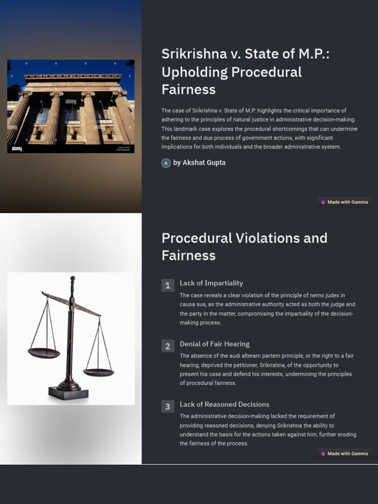 Srikrishna V State of MP Upholding Procedural Fairness | PDF | Justice ...
