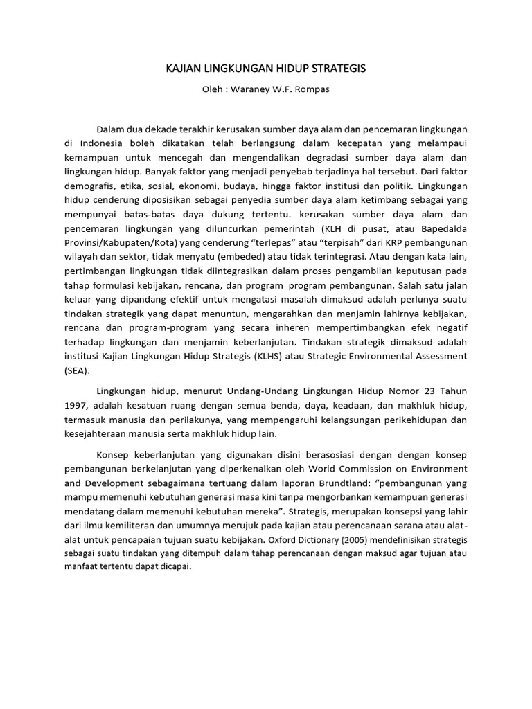 Kajian Lingkungan Hidup Strategis | PDF