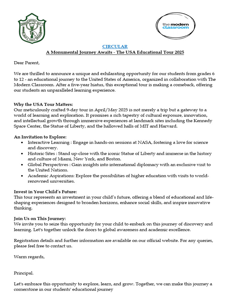 Tmc - Dps- Usa 2024 Circular | PDF