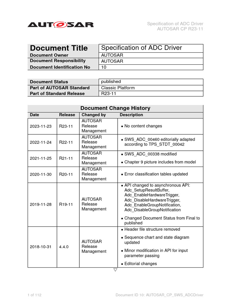 Autosar CP Sws Adcdriver | PDF