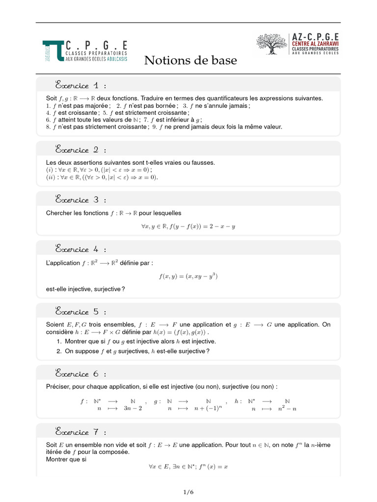 Serie 1 Notions de Base | PDF