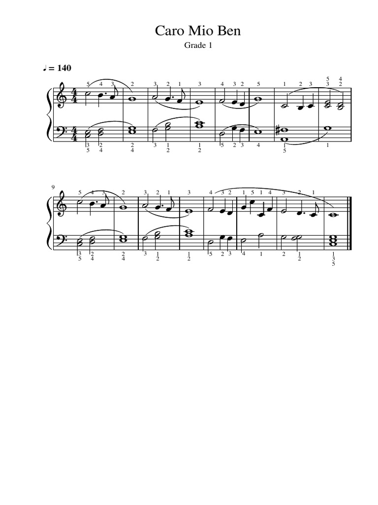Caro Mio Ben - Piano Grade 1 (SFILE | PDF
