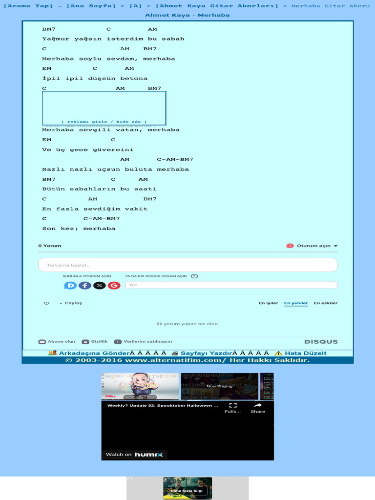 Ahmet Kaya - Merhaba Gitar Akoru | PDF