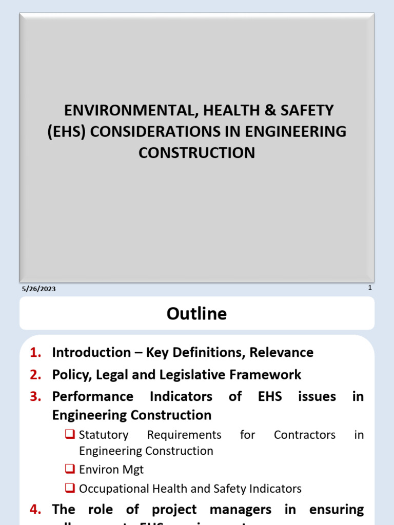 EHS Considerations in Engineering Construction - June 2024 | PDF