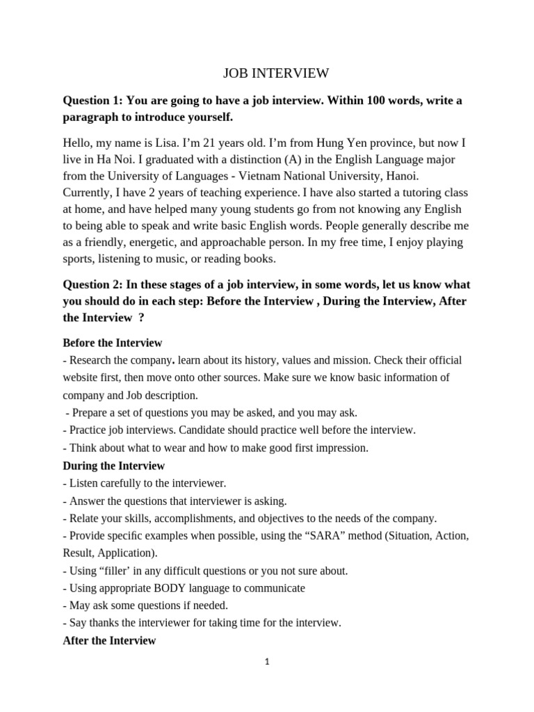 Job Interview | PDF