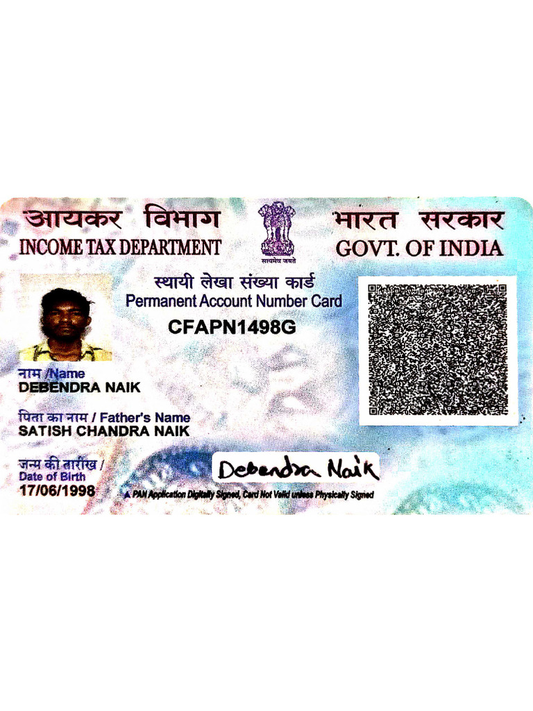 an old PAN CARD of India | PDF
